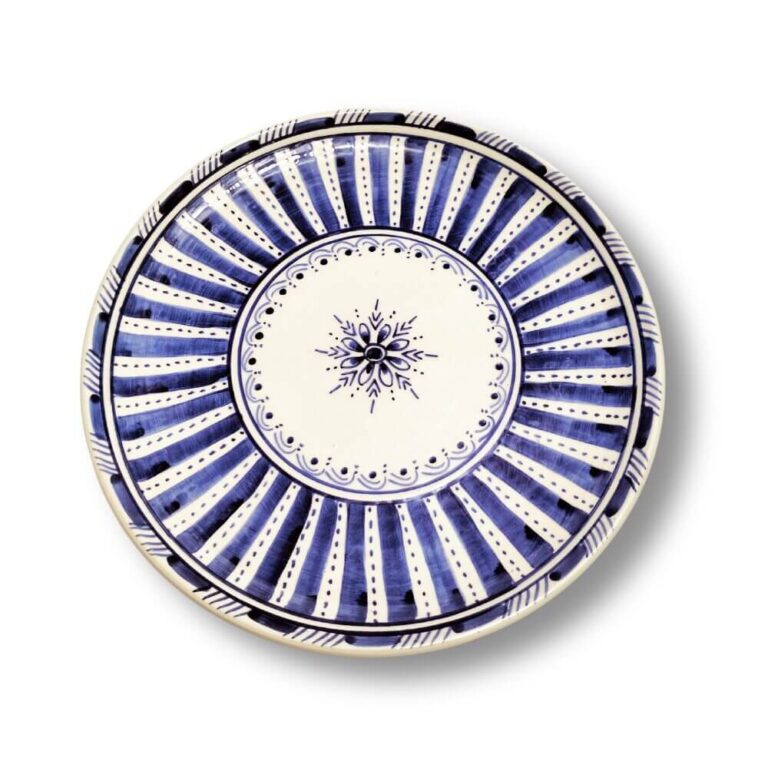 Blue Floral Ceramic Plate 25cm - Hand-Painted Art | Marrakeche