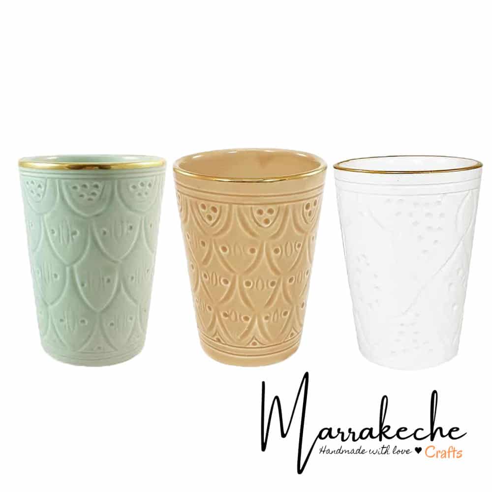 Moroccan Ceramic Espresso Cups, Set Of 6 | Marrakeche Crafts