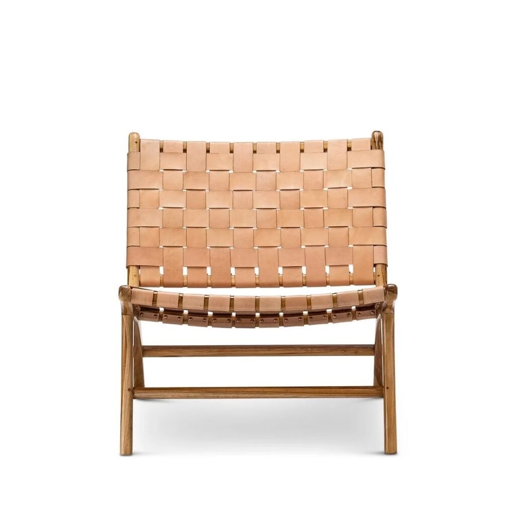 Woven Leather Lounge Chair - Teak Frame | Marrakeche